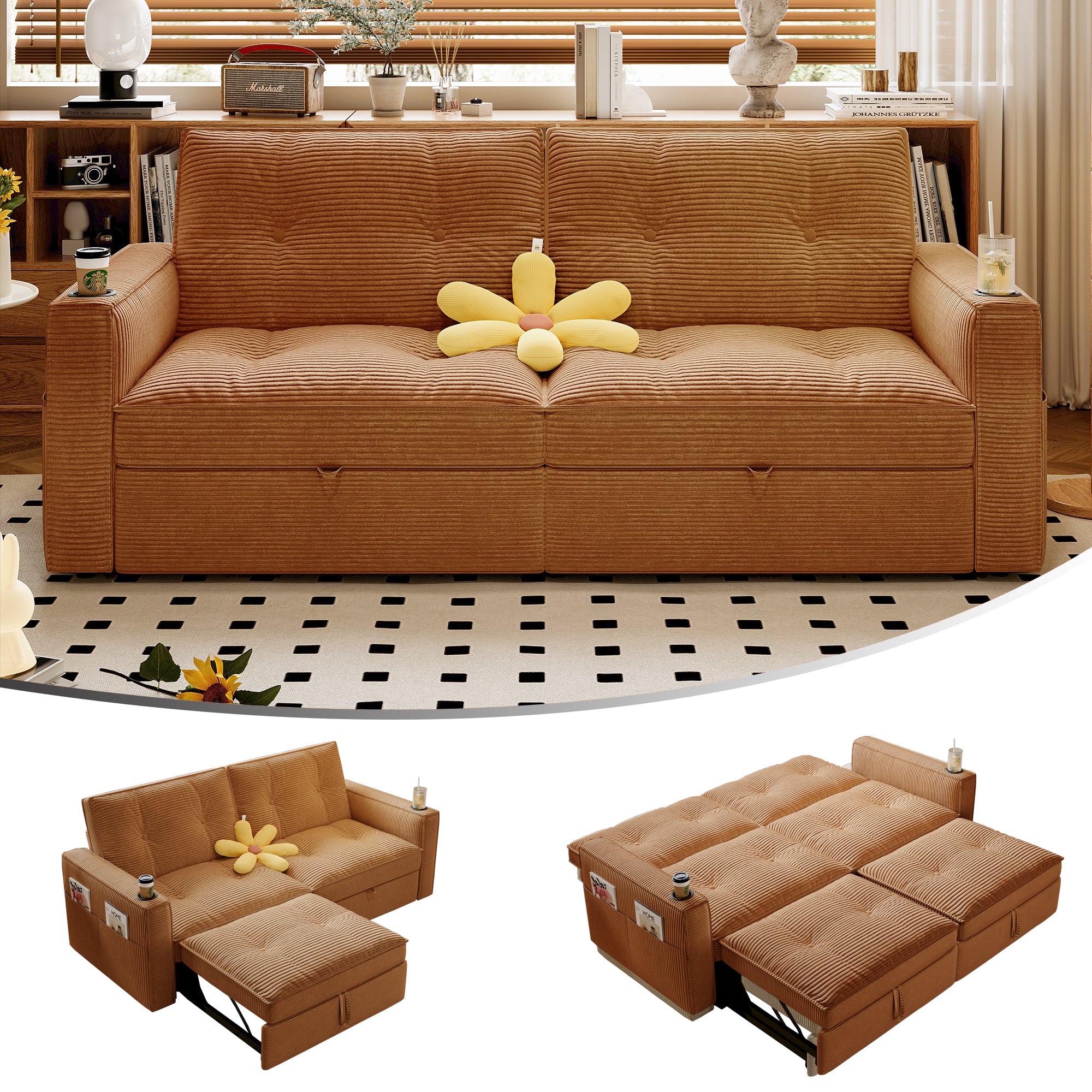 LLappuil 73" Pull Out Sofa Bed Queen Size, Loveseat Sofa Convertible S