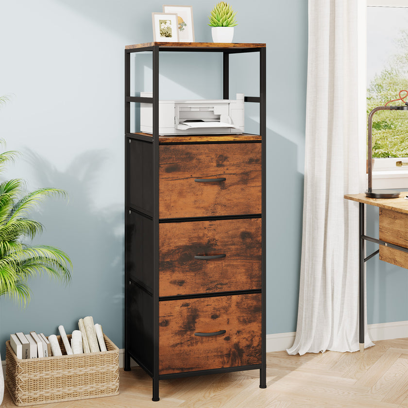File Storage Cabinet with Adjusted Size 3 Drawers, 4 Wheels Vertical W ...