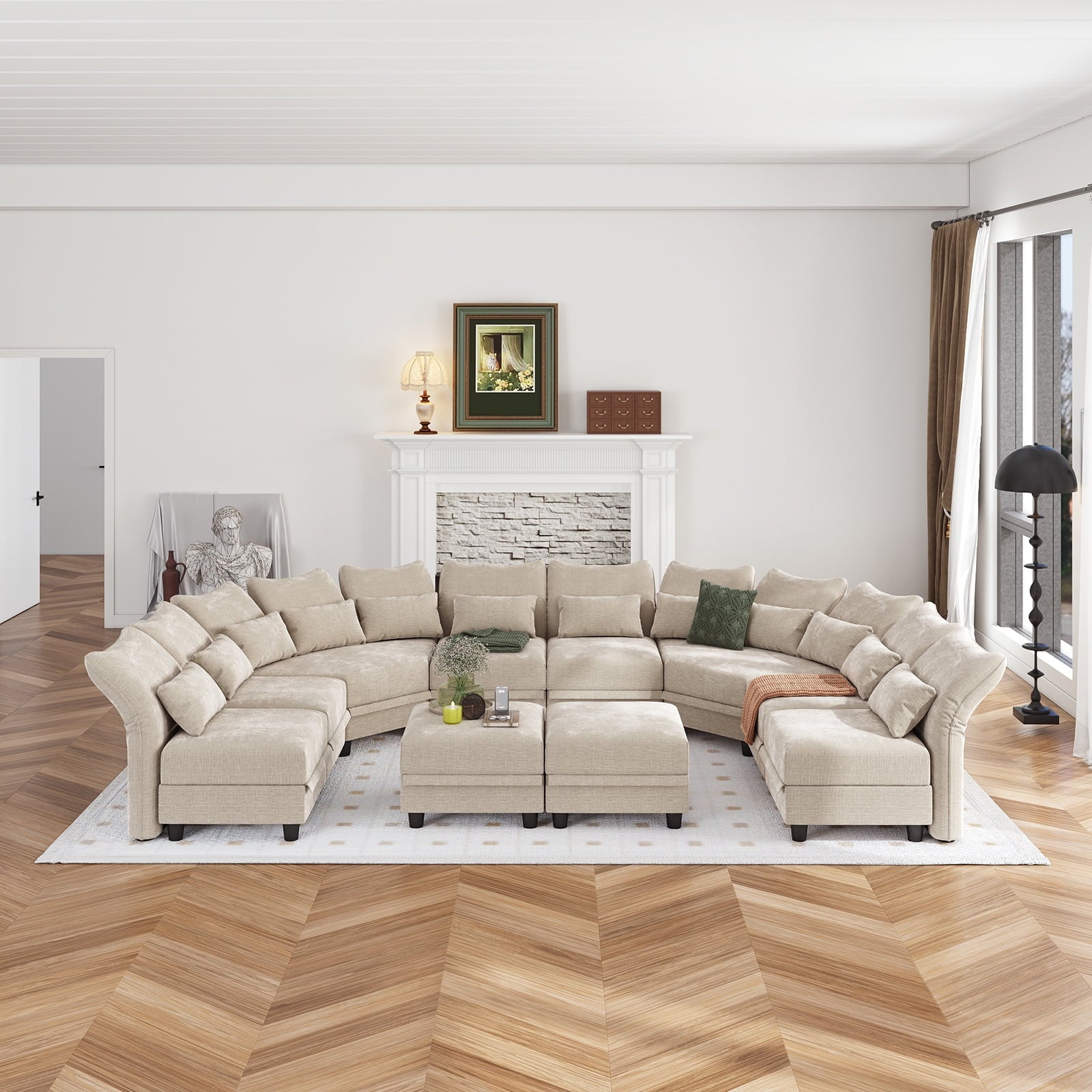 LLappuil Modular Sectional Sofa, 10 Seat Modular Sectional Sofa with S